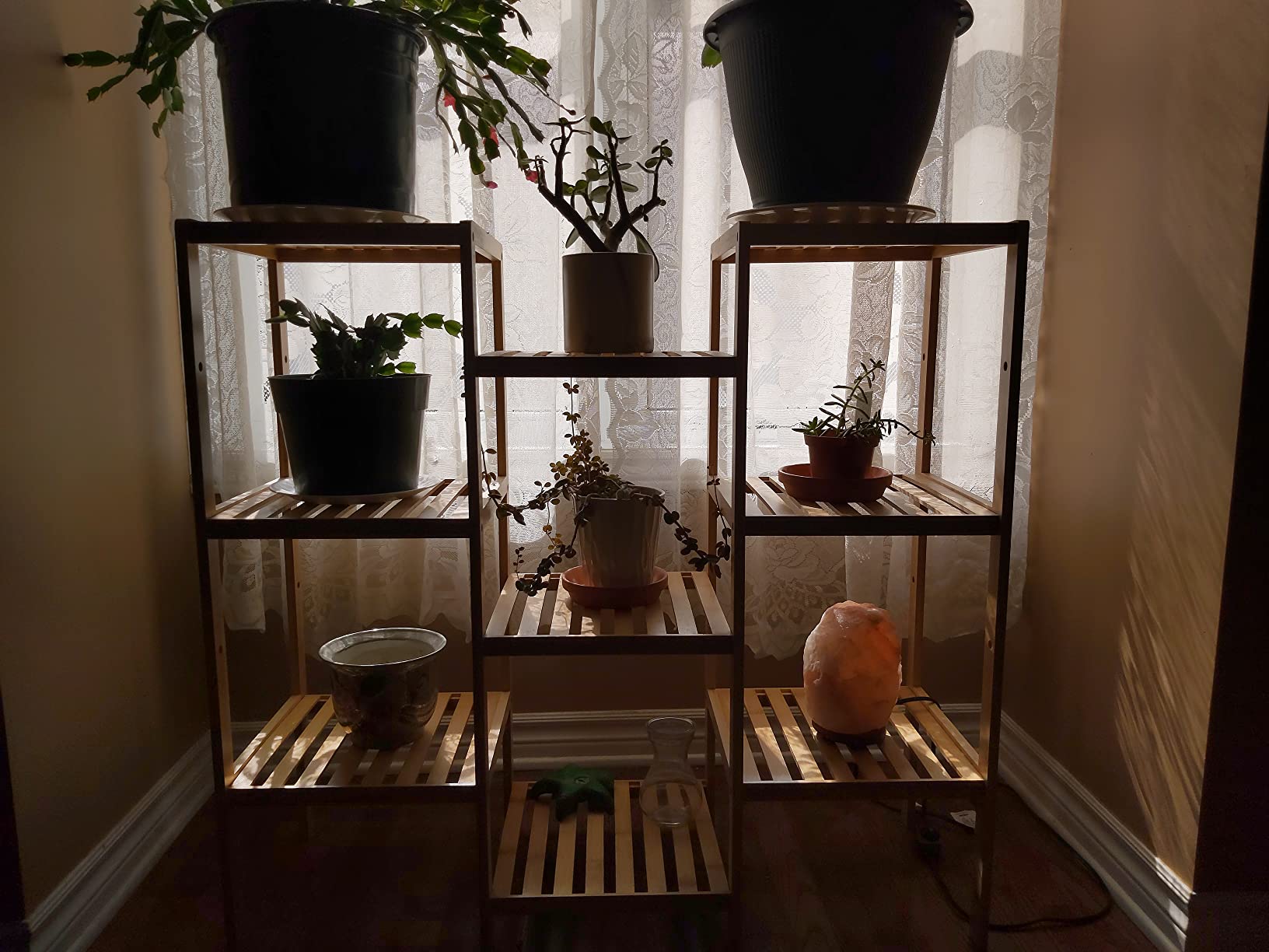 Homcom 9 Tier Bamboo Storage Rack DIY Bamboo Utility Shelf Bathroom ...