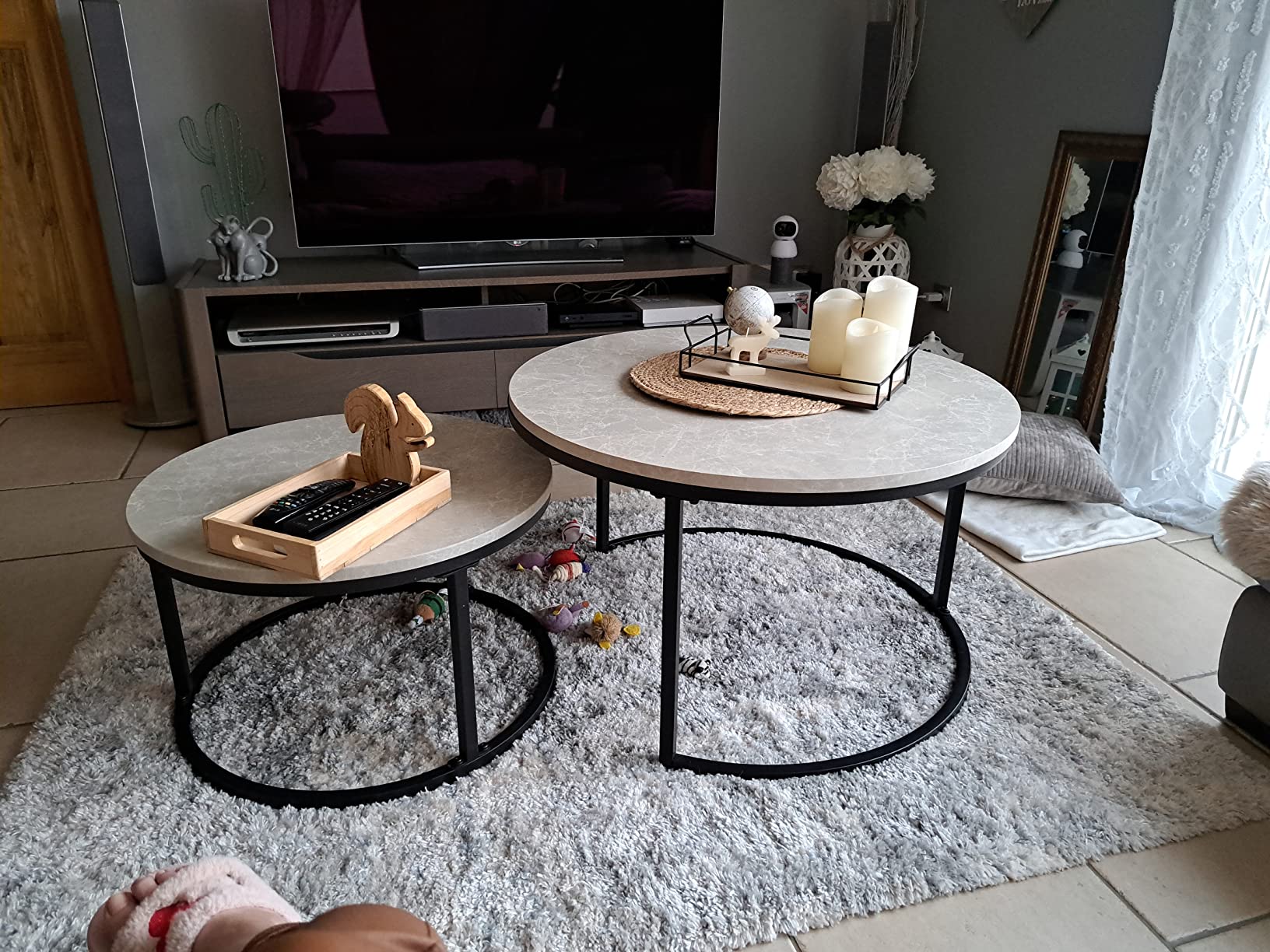 HOMCOM Coffee Table for Living Room, Modern Elegance Style Chipboard ...