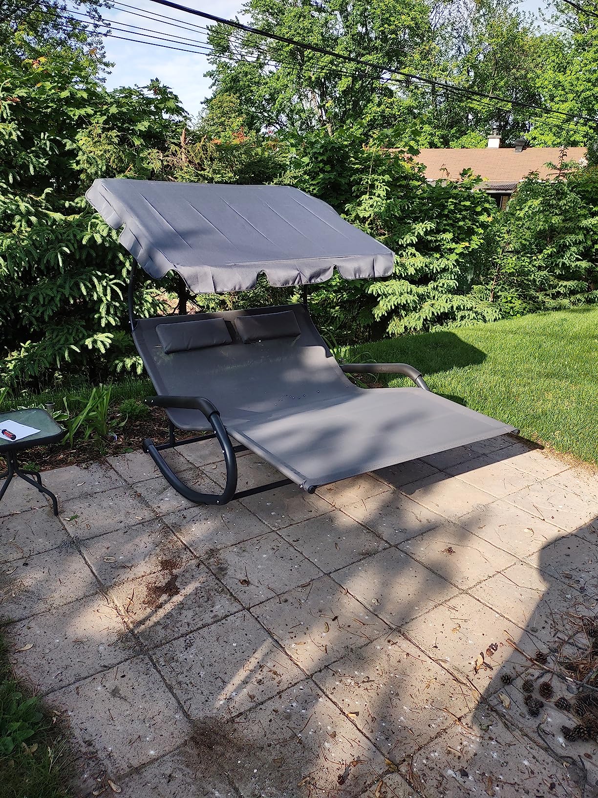 Outsunny Patio Outdoor Bed, Outdoor Chaise Sun Lounger for Two Person ...