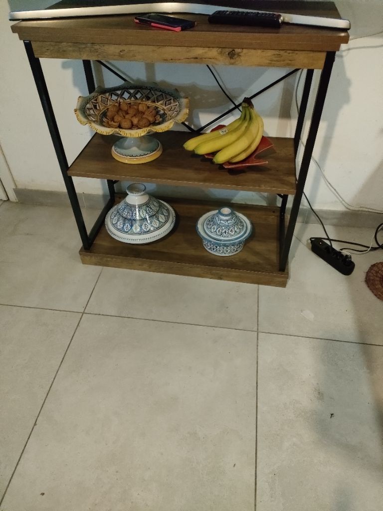 HOMCOM 2-Tier Industrial Style Storage Steel Wooden Shelf with a Robust ...