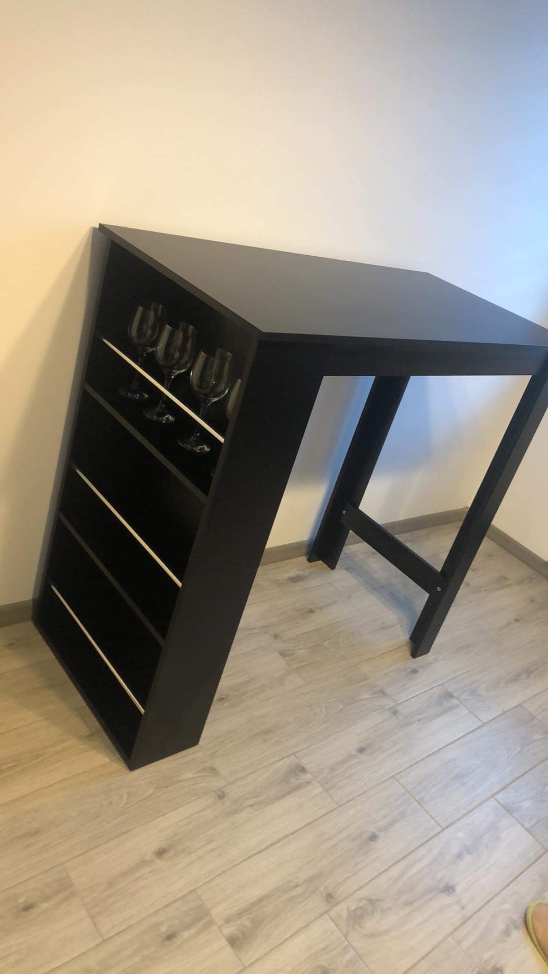 HOMCOM Modern Bar Table Counter Height Dining Table with 3 Storage ...