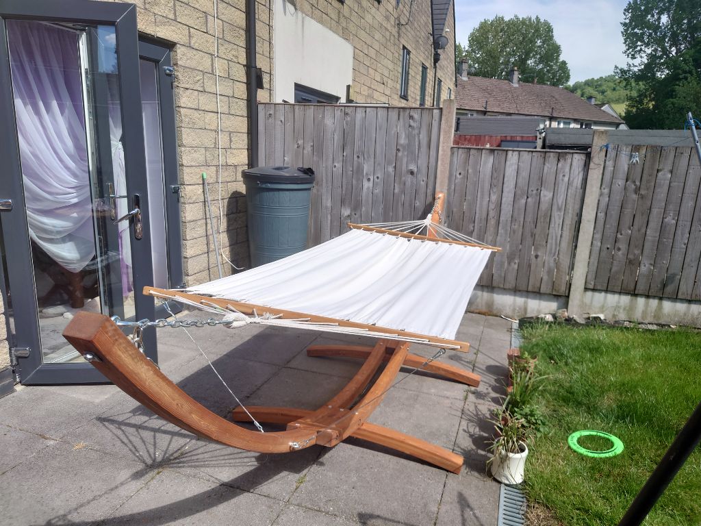 Outsunny 13 FT Outdoor Hammock with Stand, Single Bed, Arch Wooden ...