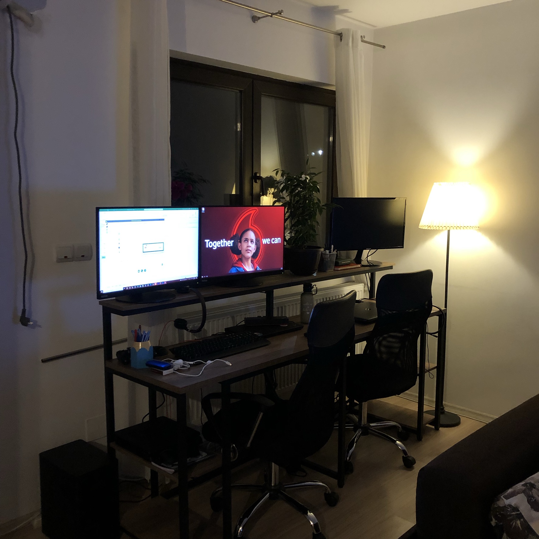 HOMCOM 2 Person Home Office Computer Desk, Double Desk Sturdy Study ...