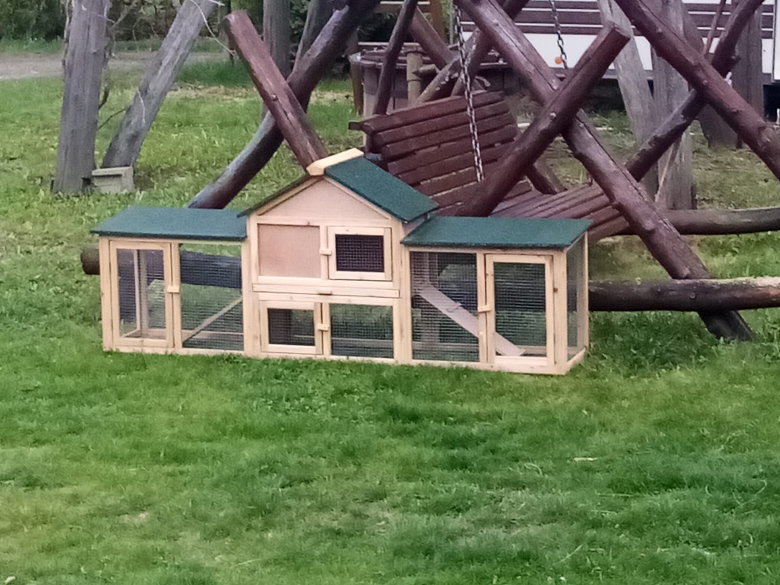 PawHut Outdoor Rabbit House 83" 2 Story Deluxe XL Wooden Rabbit Hutch ...