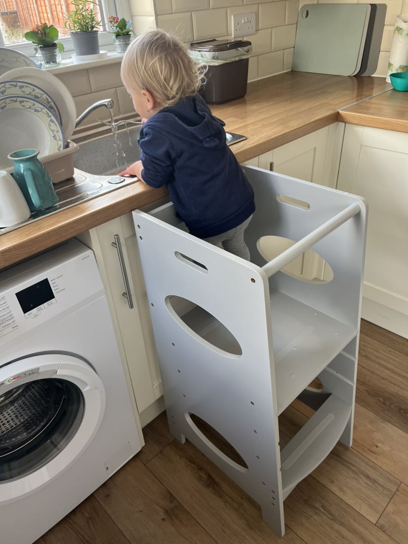 HOMCOM Kids kitchen Step Stool Toddler Kitchen Stool Kitchen Step Stool ...