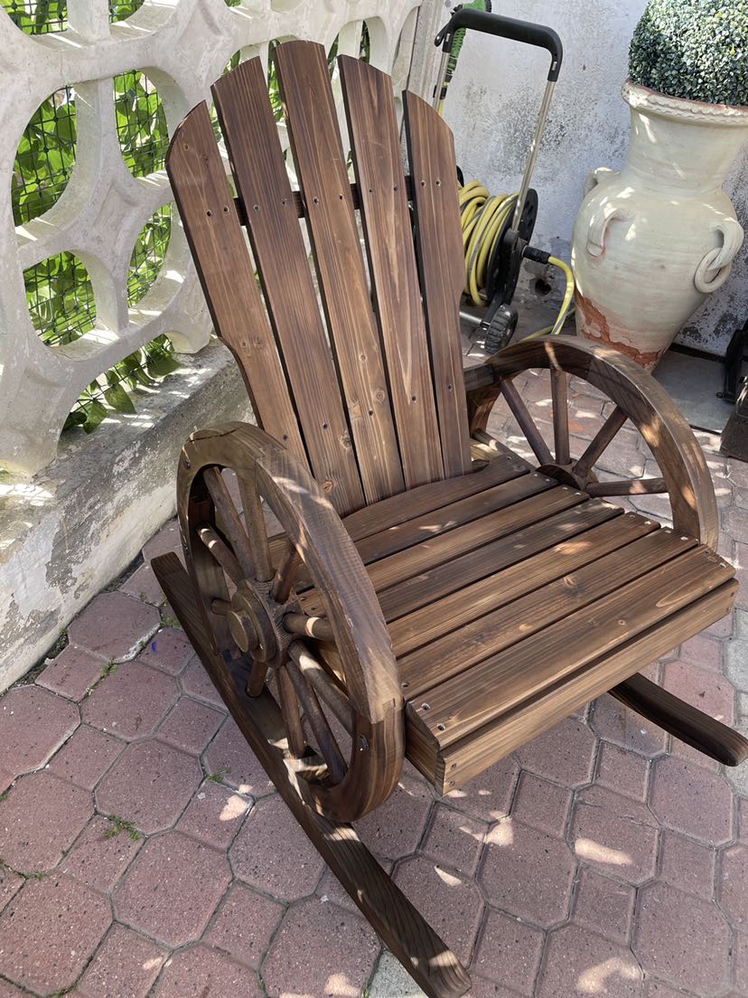 Outsunny Adirondack Rocking Chair with Slatted Design and Oversize Back ...