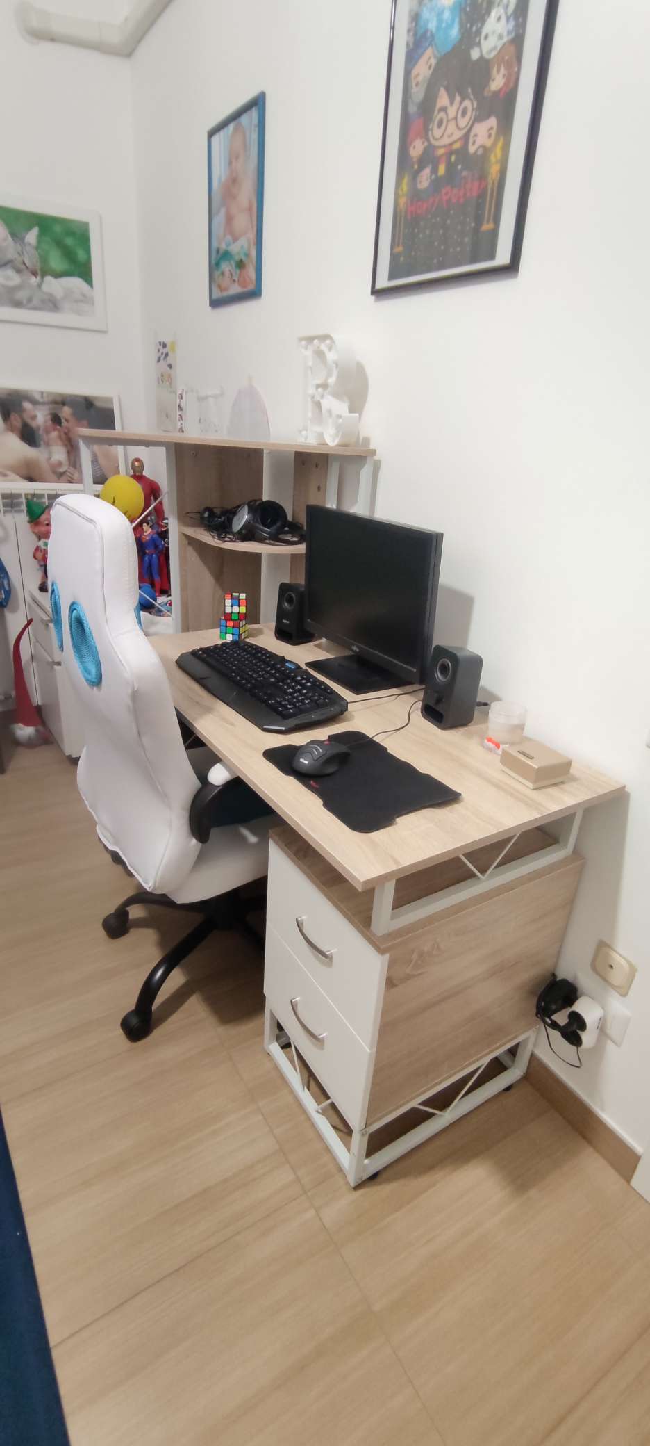 HOMCOM Storage Computer Desk 52" Multi-Level Computer Workstation ...