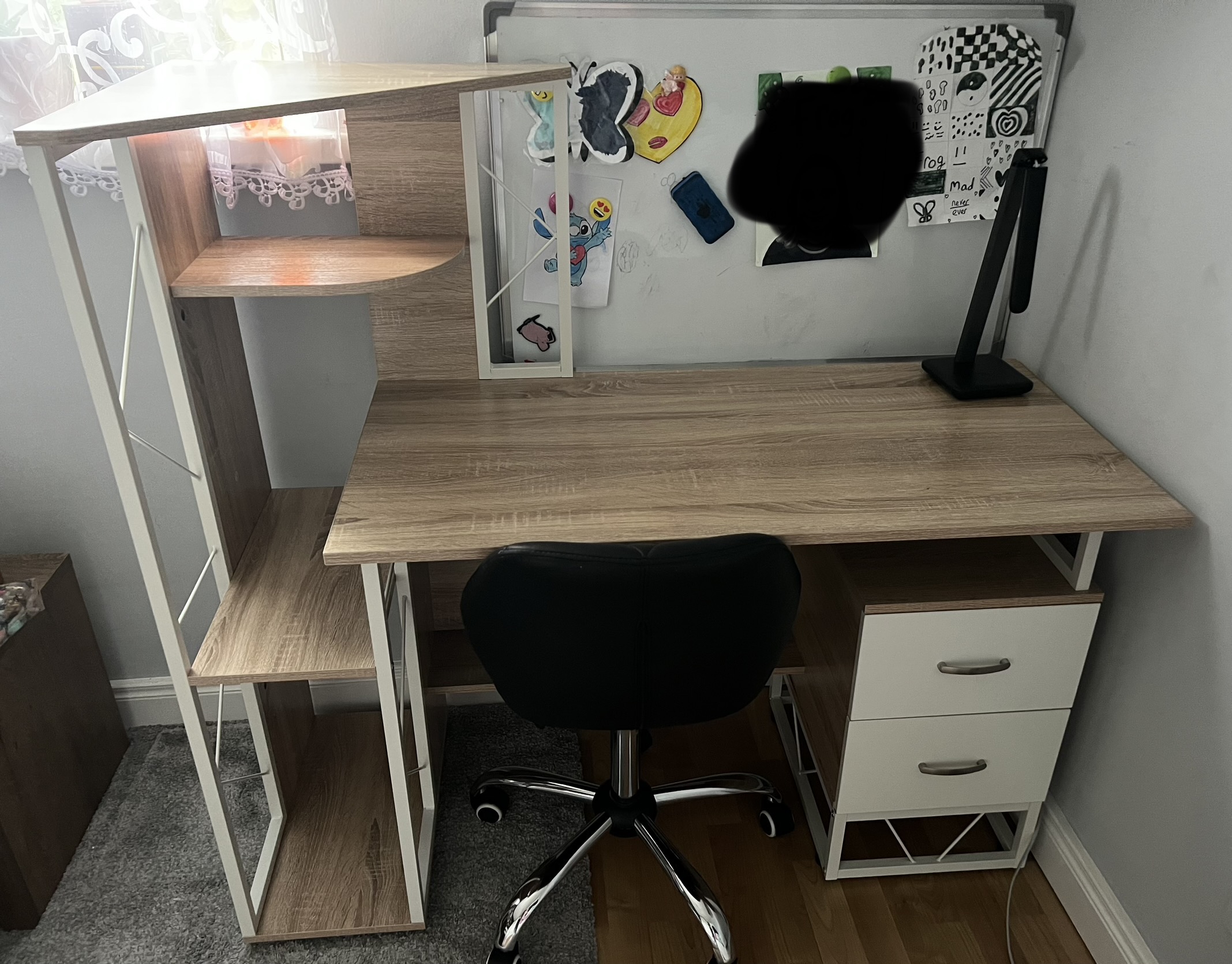 HOMCOM Storage Computer Desk 52" Multi-Level Computer Workstation ...