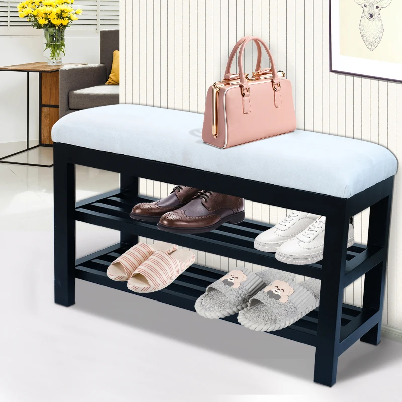 HOMCOM 31" Entryway Shoe Bench 2 Tier Rack Shoe Storage Organizer ...