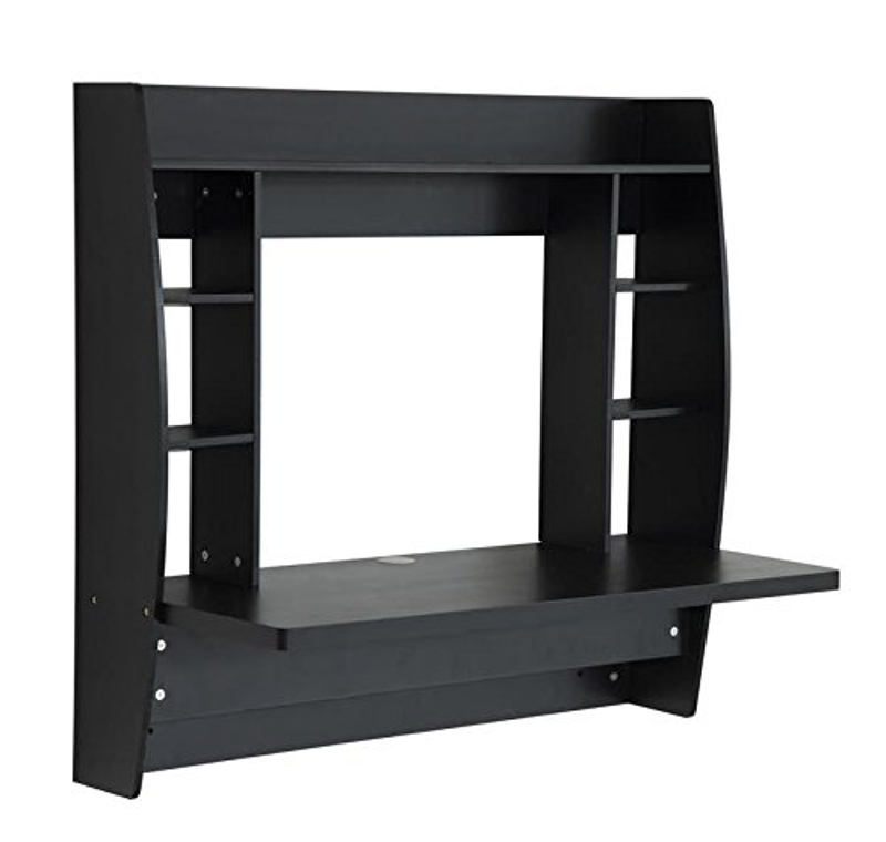 HomCom Floating Wall Mount Office Computer Desk with Storage - Black ...