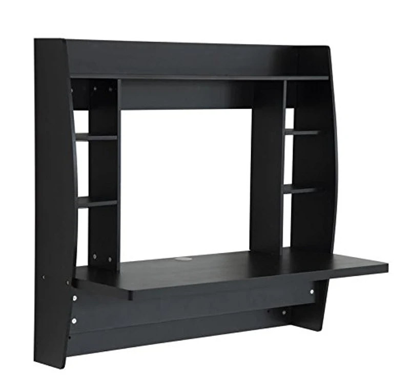 HomCom Floating Wall Mount Office Computer Desk with Storage - Black ...