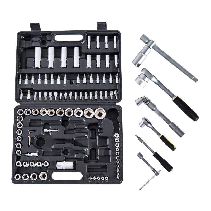 HomCom 108 Piece Combination Mechanic's Socket Combo and Ratchet Wrench ...