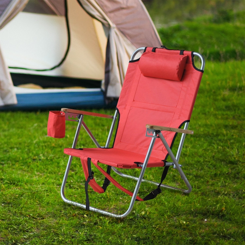 Outsunny Outdoor Folding Chair Camping Hiking Sling Adjustable Seat ...