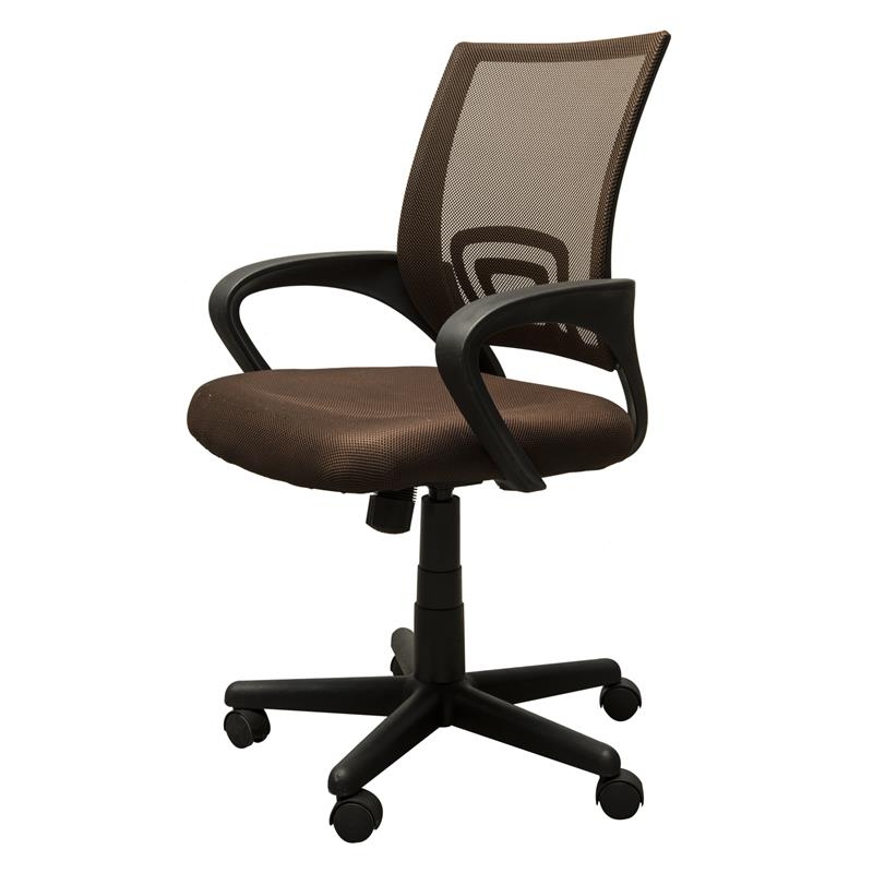HomCom Adjustable Mesh Mid Back Computer Desk Office Task Chair - Brown
