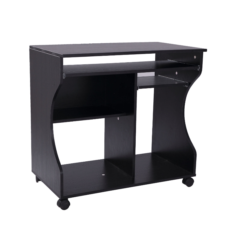 HomCom Wheeled Computer Cart - Black|AOSOM.COM