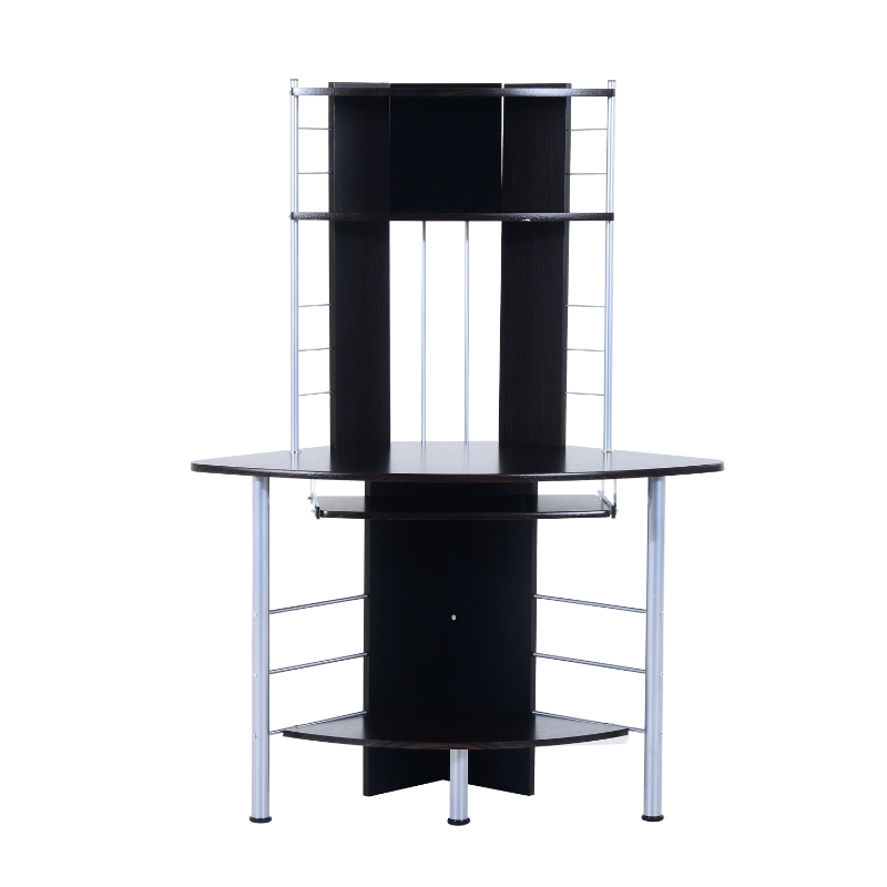 HomCom 45" Arch Tower Corner Computer Desk with Hutch- Walnut|AOSOM.COM