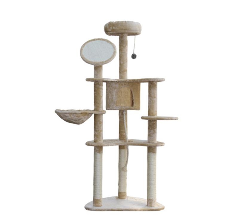 Pawhut 60" Cream Cat Tree Condo