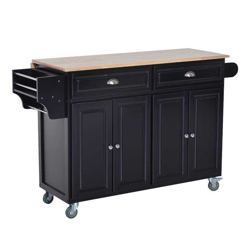 HomCom 36” Deluxe Modern Drop Leaf Kitchen Island Rolling Cart With ...