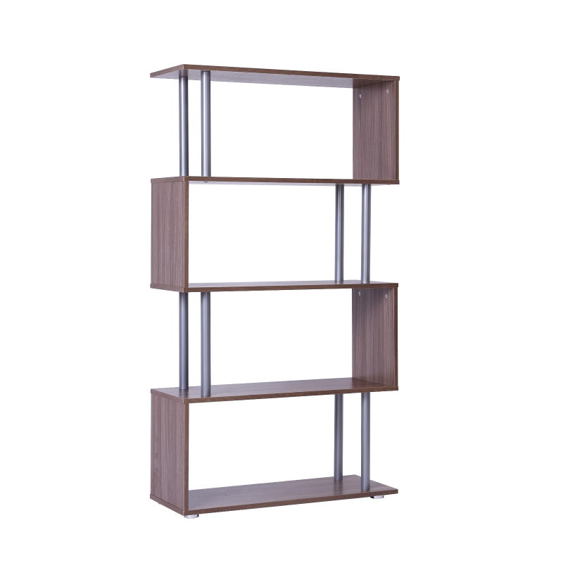 HomCom S-Shape 5-Shelf Display Unit/Bookcase - Oak|AOSOM.COM