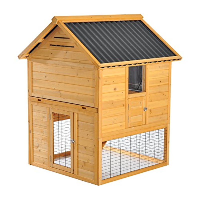 Pawhut 41" Wooden 2 Story Rabbit Hutch with Outdoor Run|AOSOM.COM