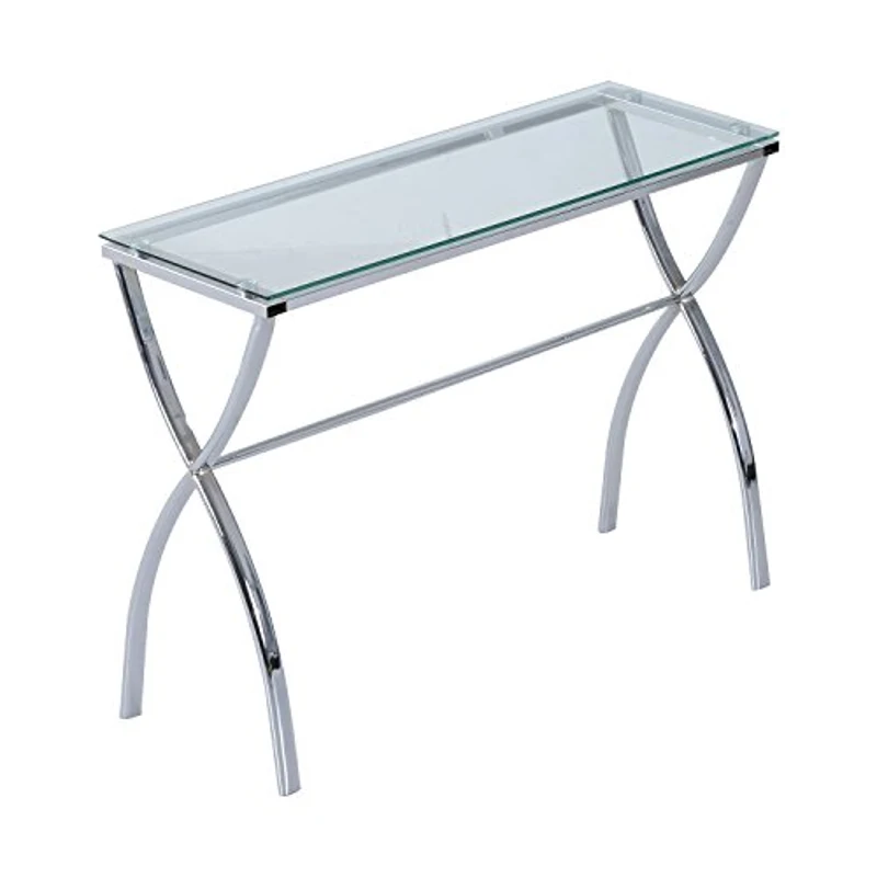 HomCom Modern Glass Console Table For Entryway and Hallway - Chrome ...