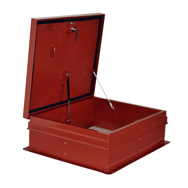 HomCom 40" x 36" Industrial Galvanized Steel Roof Hatch – Red