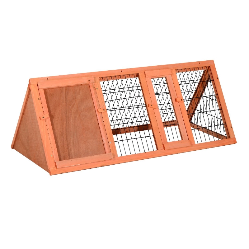 PawHut Wooden Outdoor A-Frame Rabbit and Small Animal Hutch Bunny ...