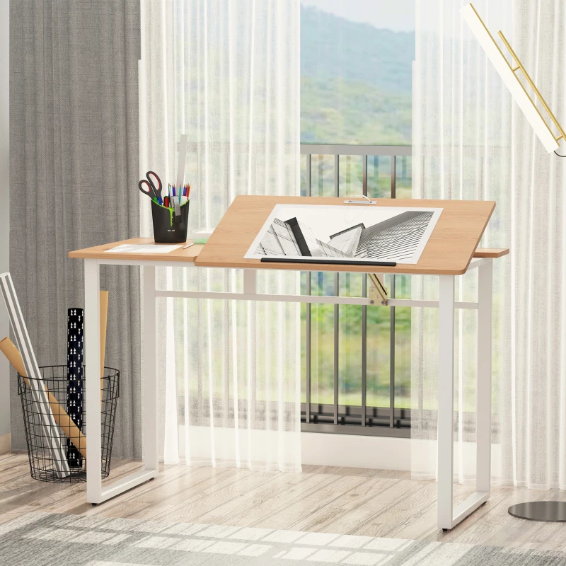 HOMCOM Computer Desk Writing Table with Small Angle Adjustable Tabletop ...