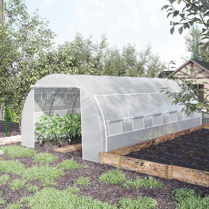Outsunny Large Walk-in Greenhouse, 20'x10'x6.6' Tunnel Greenhouse with ...