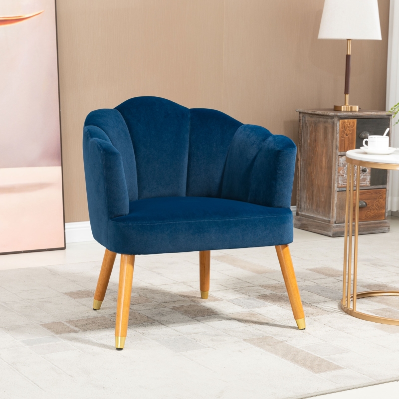 HOMCOM Modern Accent Chairs with Cushioned Seat, Upholstered Velvet ...
