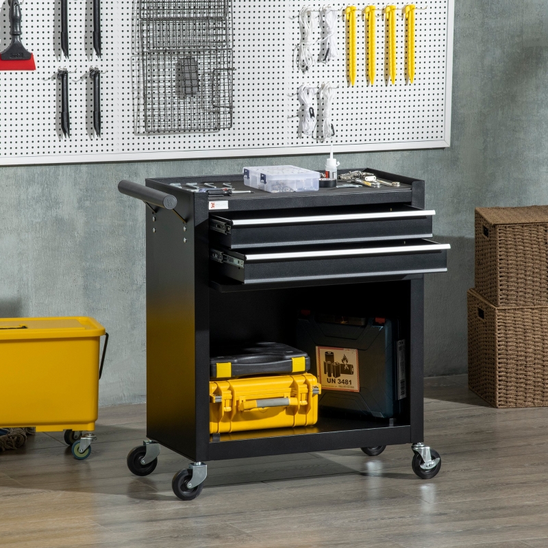 DURHAND Rolling Garage Workshop Tool Organizer, 2 Drawer Tool Chest for ...