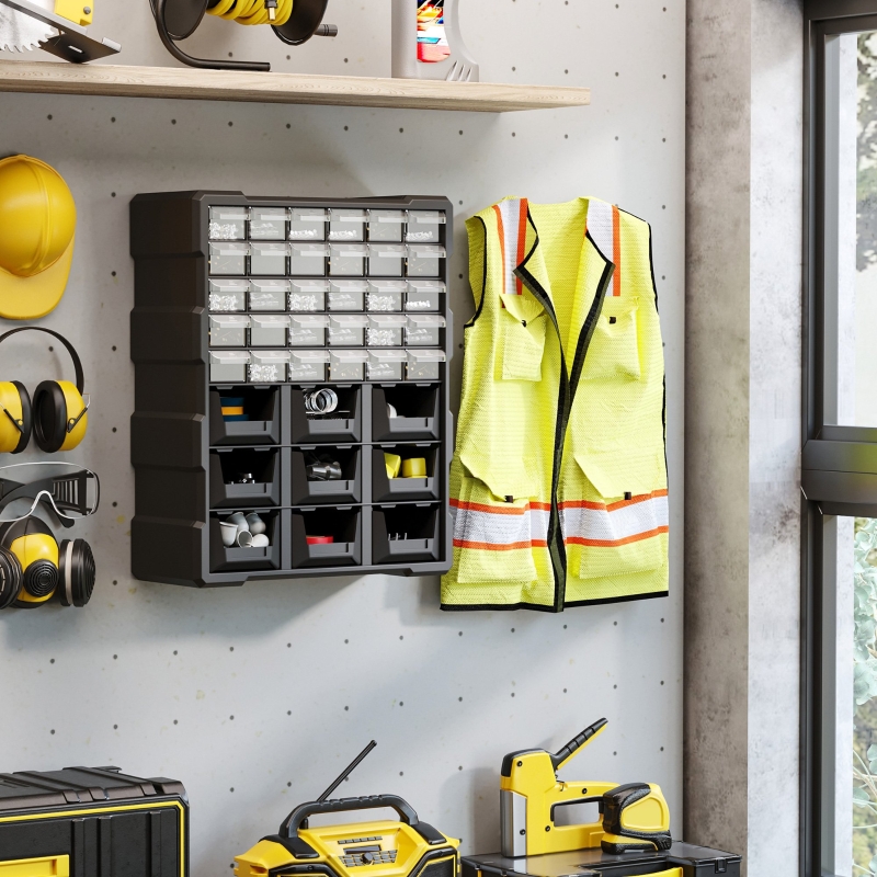 DURHAND Plastic 39 Drawer Parts Organiser Wall Mount Storage Cabinet ...