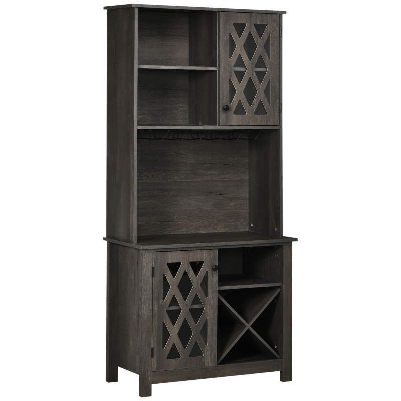 HOMCOM 72" Kitchen Pantry, Buffet with Hutch, Cupboard for Microwave, 2 ...