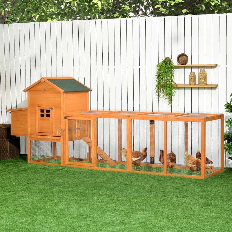 PawHut 117" Extra Large Chicken Coop with Asphalt Roof, Wooden Hen ...