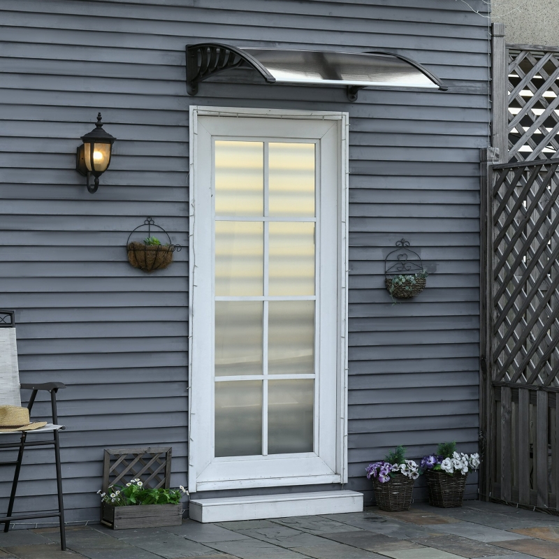 Outsunny Awning Door Canopy, 40.6" x 38" Polycarbonate Front Door ...
