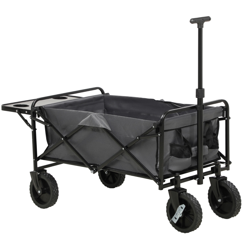 Outsunny Collapsible Wagon with Adjustable Handle, Folding Table and ...