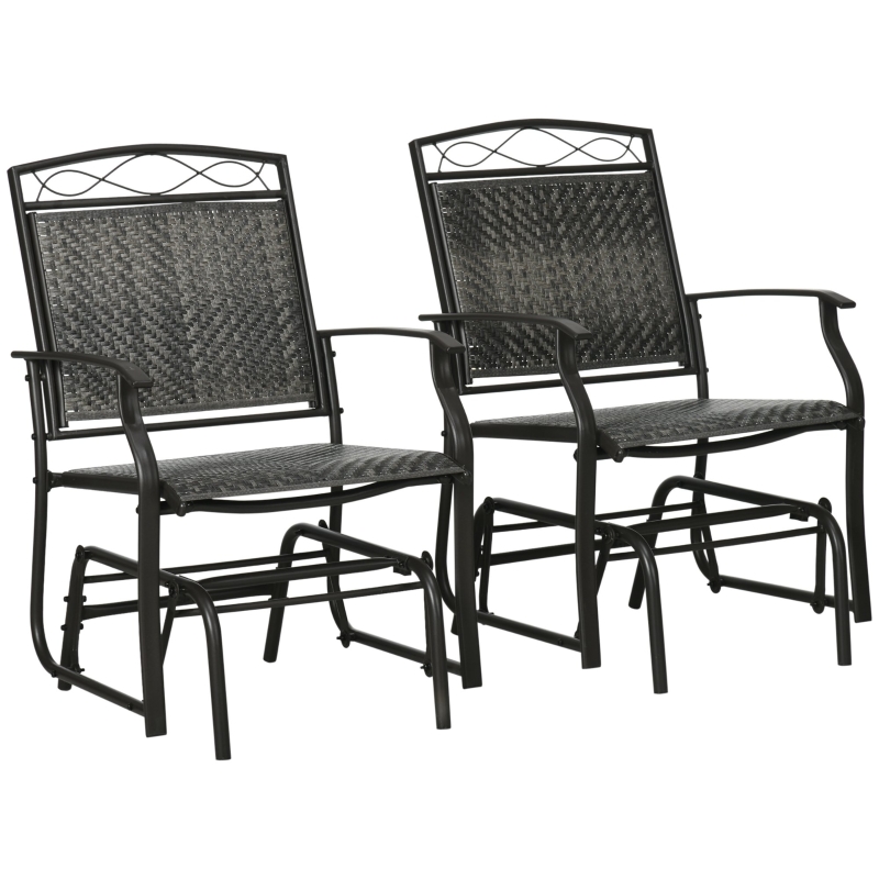 Outsunny Set of 2 Outdoor Glider Chairs, Porch & Patio Rockers for Deck ...