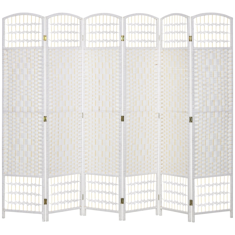HOMCOM 6 Panel Folding Room Divider Portable Privacy Screen Wave Fiber ...