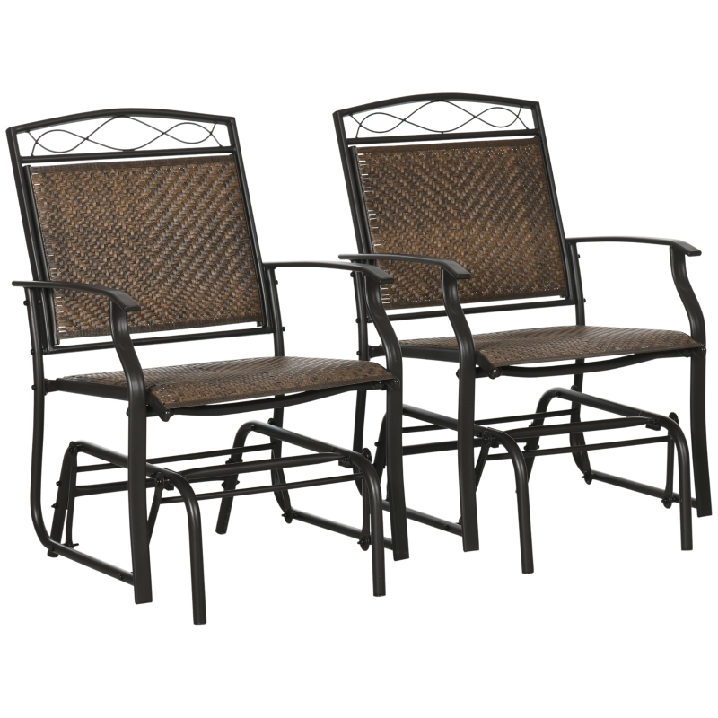 Outsunny Set of 2 Outdoor Glider Chairs, Porch & Patio Rockers for Deck ...