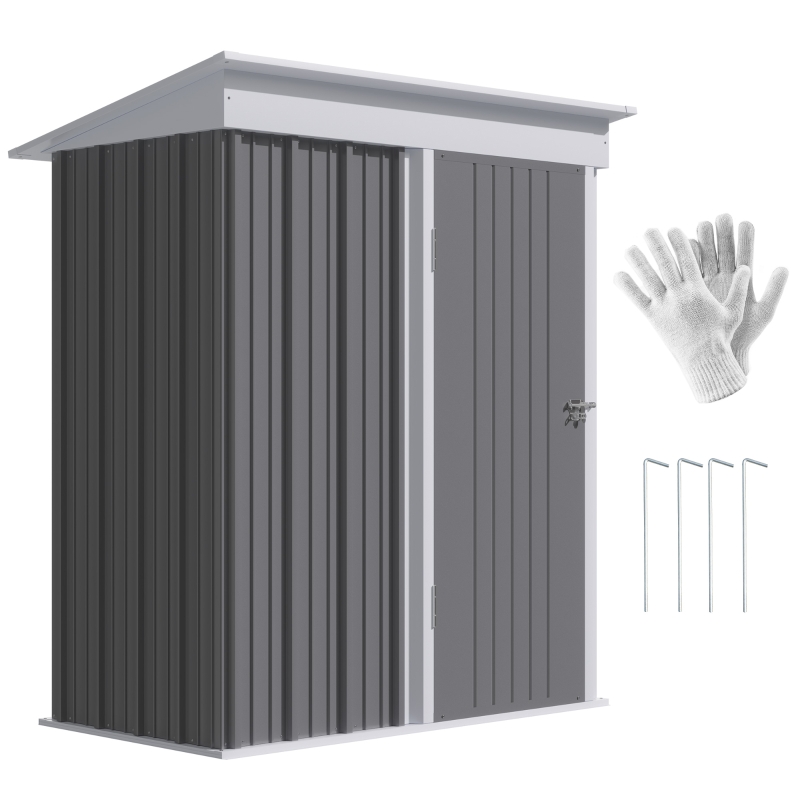 Outsunny Outdoor Sheds Storage with floor, Small Steel Lean-to Shed ...