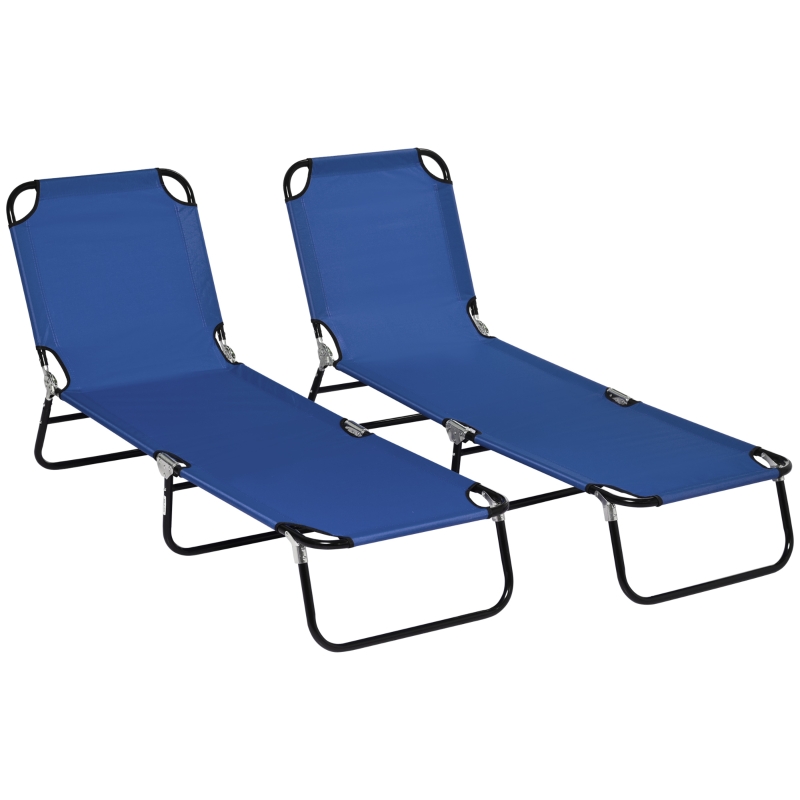 Outsunny Folding Chaise Lounge Pool Chairs, Set of 2 Outdoor Sun ...