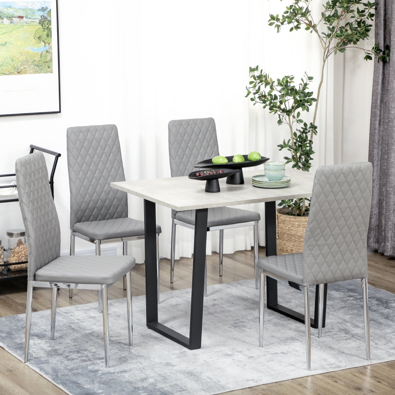 HOMCOM Dining Chairs Set of 4, Modern Kitchen Chairs with Faux Leather ...