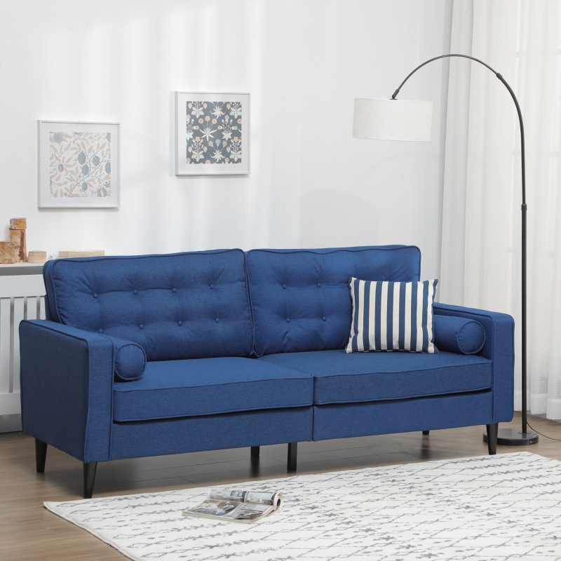 HOMCOM Mid-Century Small Sofa, Mini Couch with Button-Tufted Back ...