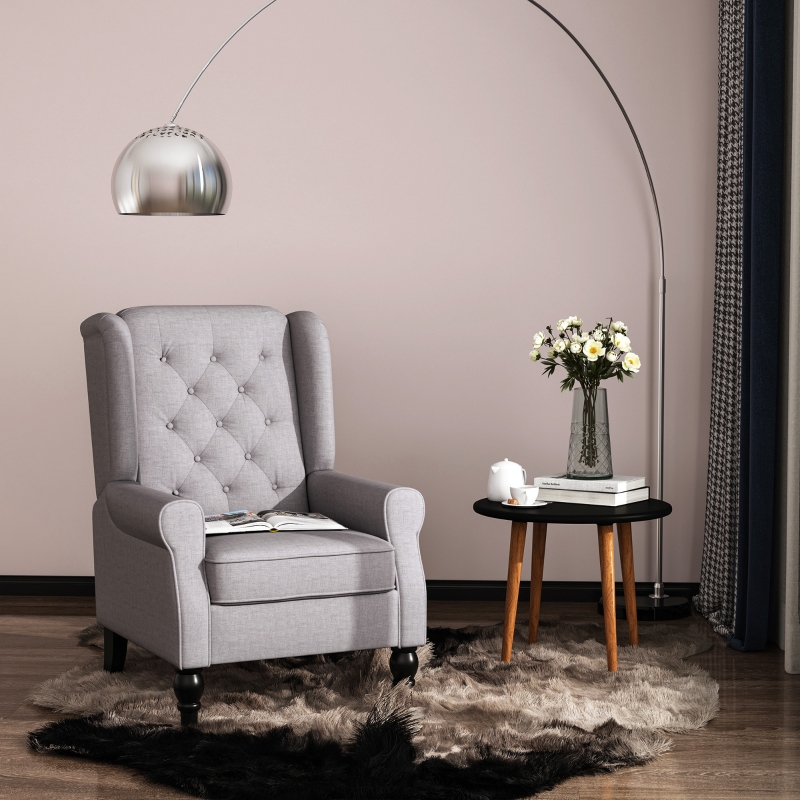 HOMCOM Button-Tufted Accent Chair with High Wing Back, Rounded ...