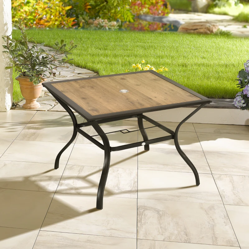 Outsunny Garden Outdoor Dining Table for 4, Square Patio Table with PC ...