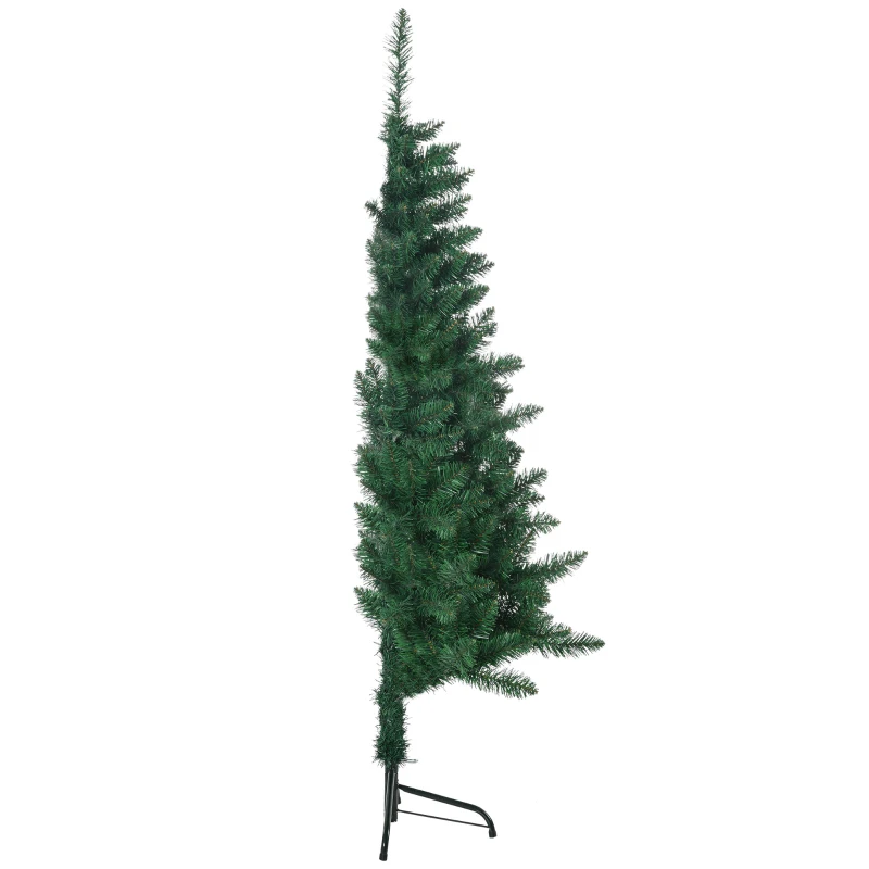 HOMCOM 5' Artificial Half Christmas Trees with Auto Open, Steel Base ...