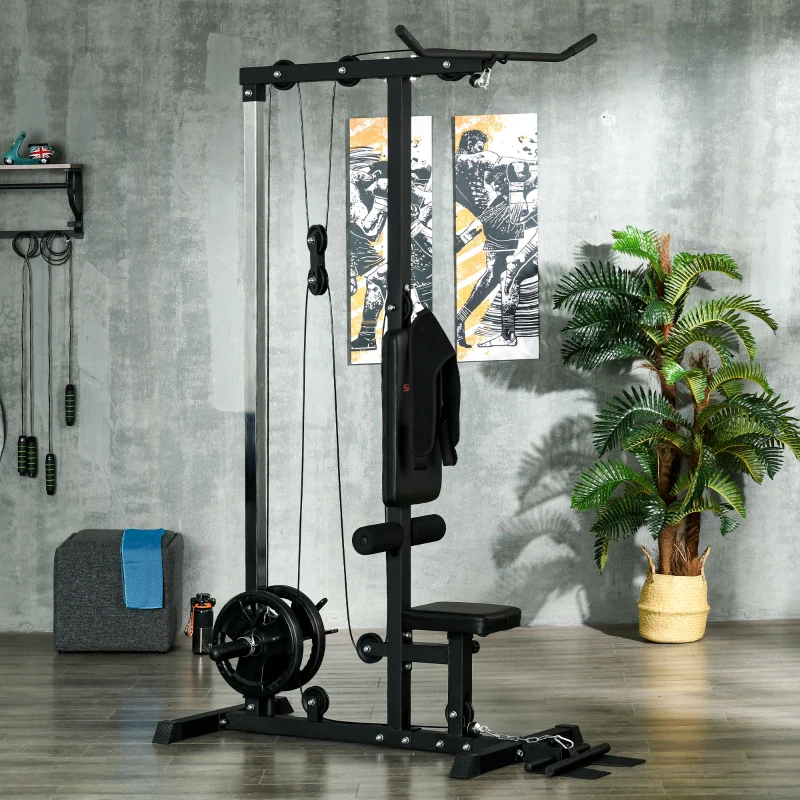 Soozier Lat Pull Down Machine, High / Low Pulley Machine with ...
