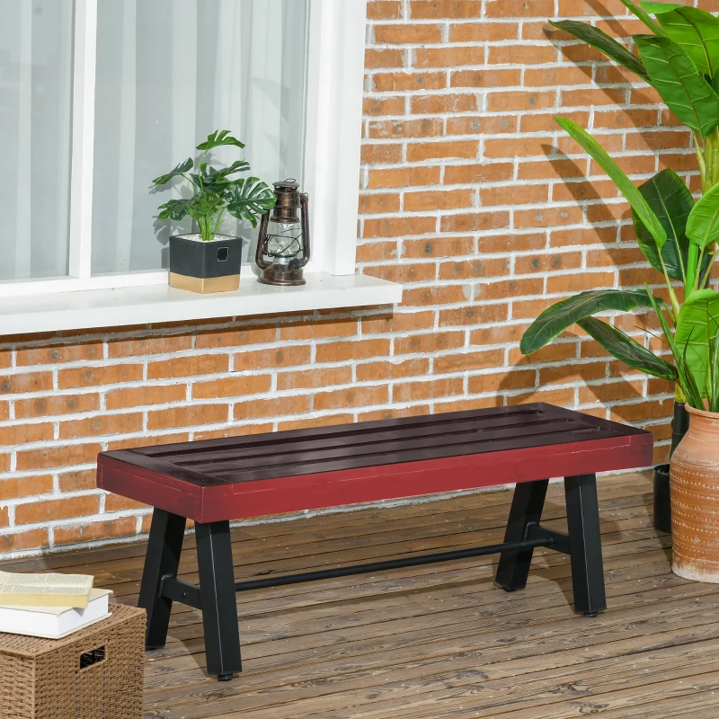 Outsunny Patio Wooden Bench, Outdoor Garden Bench with Slatted Seat ...