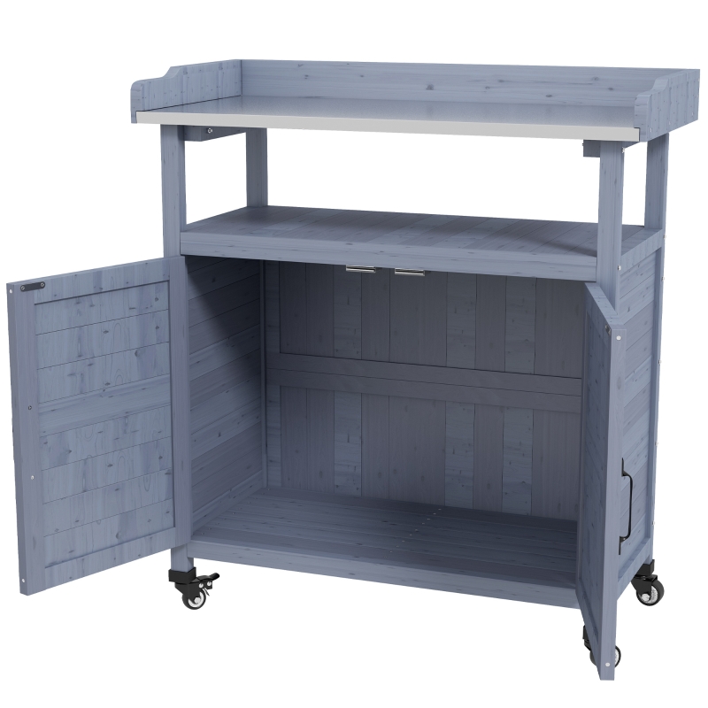 Garden potting bench on wheels store