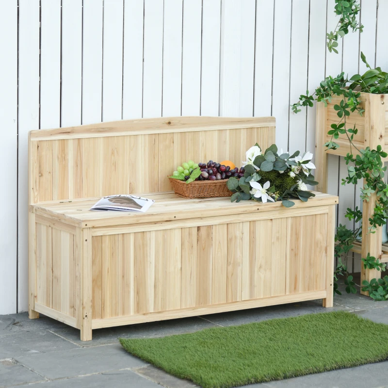 Outsunny Wooden Outdoor Garden Bench With Storage Box Outdoor Patio